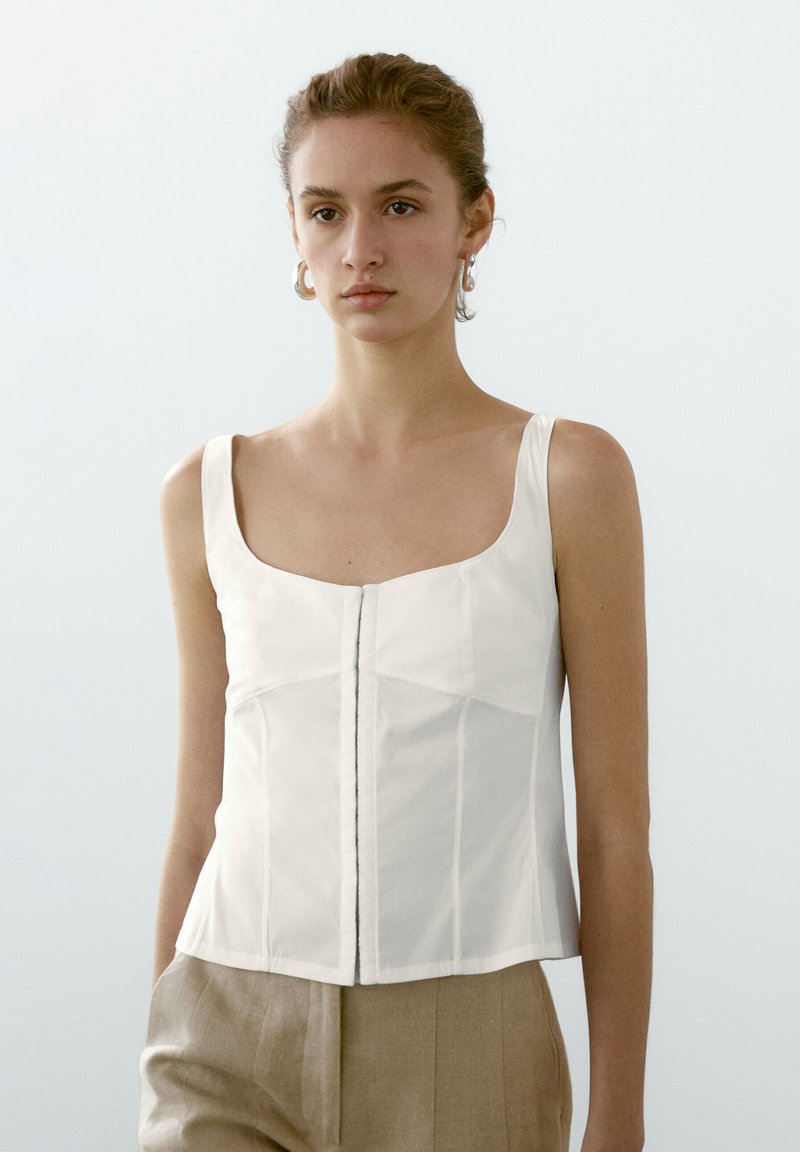 Massimo Dutti CORSET - Top - white - Zalando.co.uk