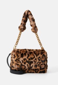 Guess SAMIA FLAP SHOULDER BAG - Handtasche - grey/brown/grau - Zalando