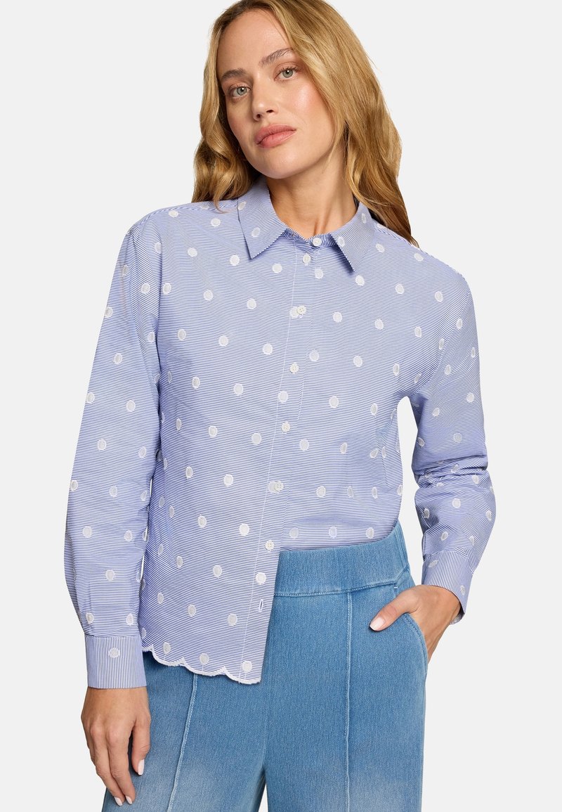 zero MIT STREIFEN UND STICKEREI - Button-down blouse - bluewhite/blue ...