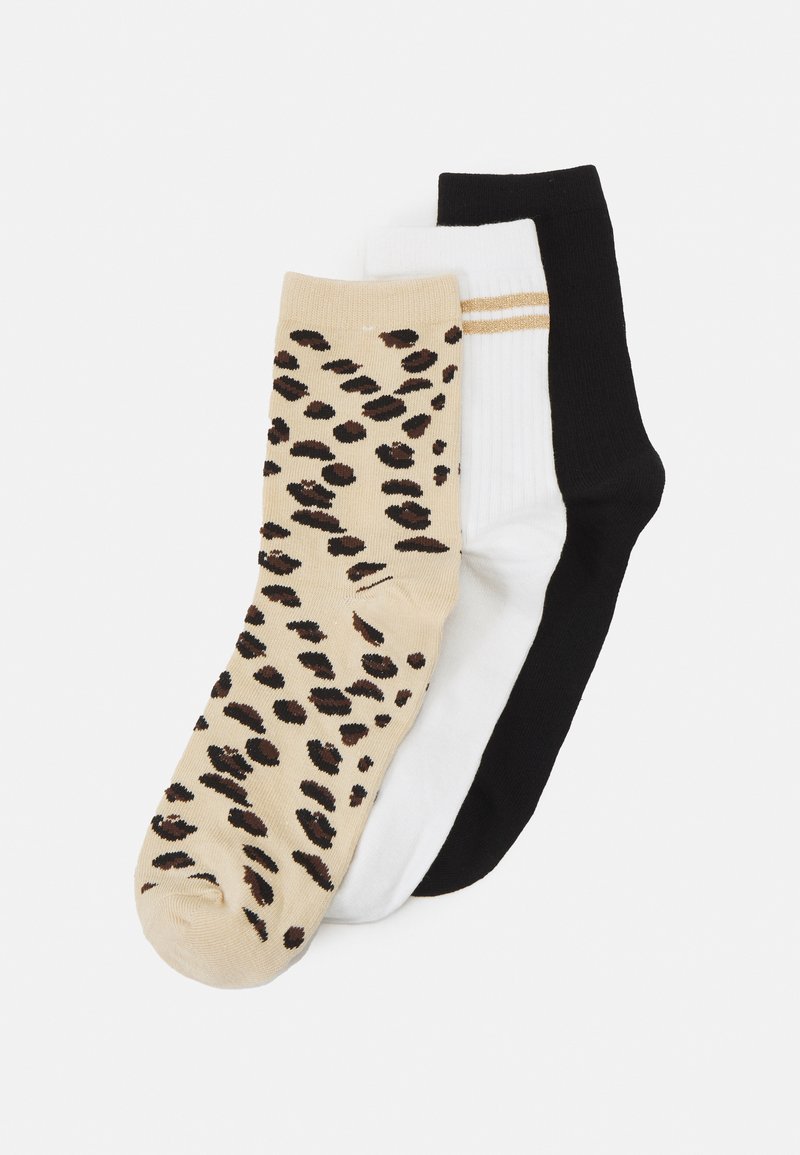 Vero Moda VMLIZZY SOCKS 3 PACK - Socken - black/ white gold stripe ...