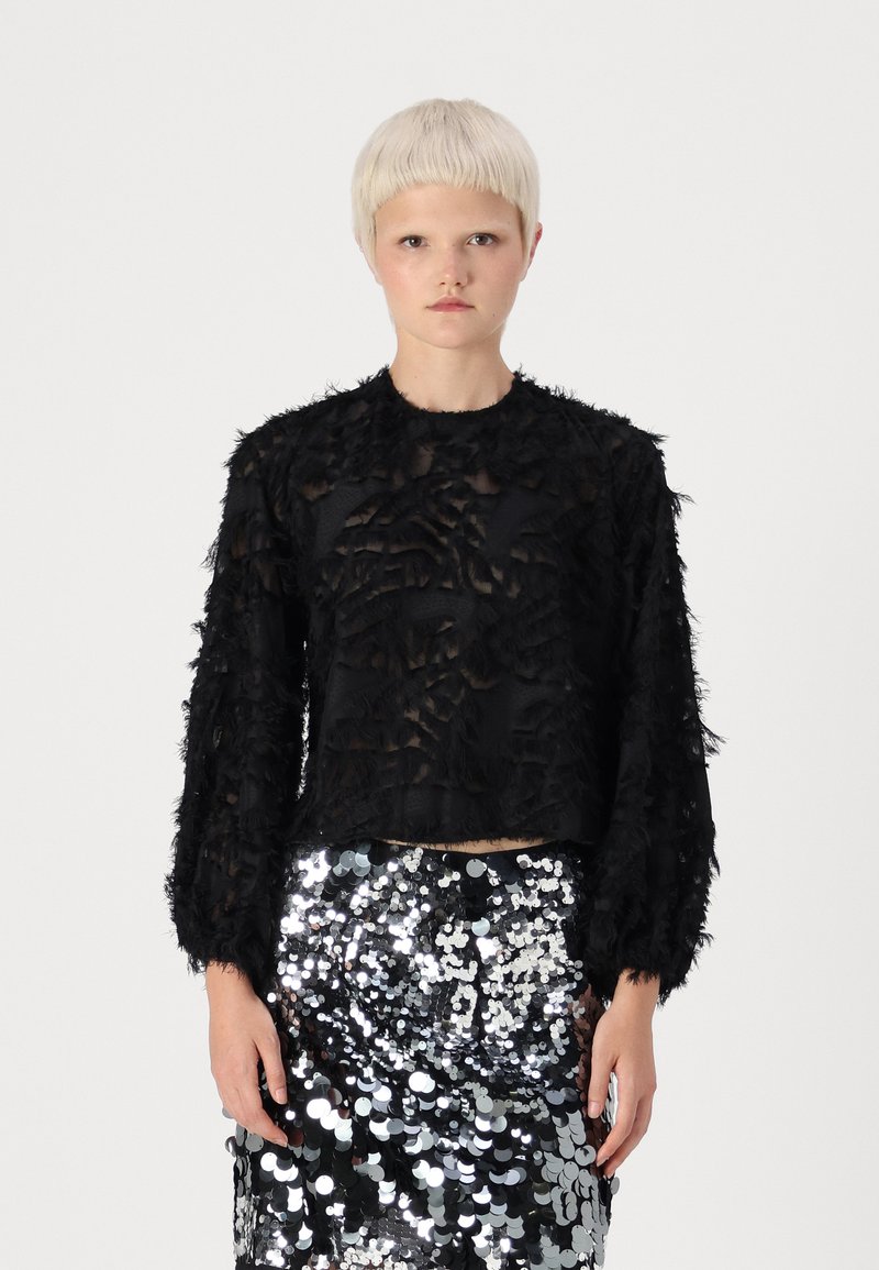 Gina Tricot STRUCTURED OPEN BACK - Blouse - black - Zalando.ie