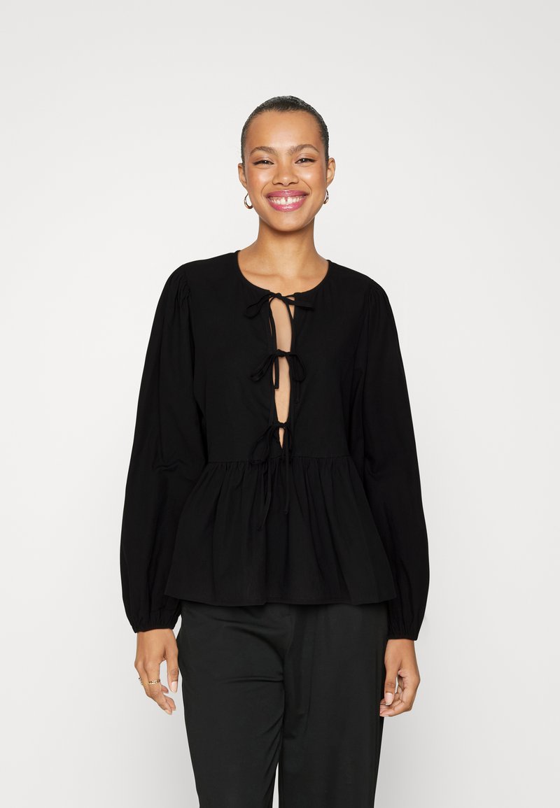 Pieces PCJOLLY TIE - Long sleeved top - black - Zalando.ie