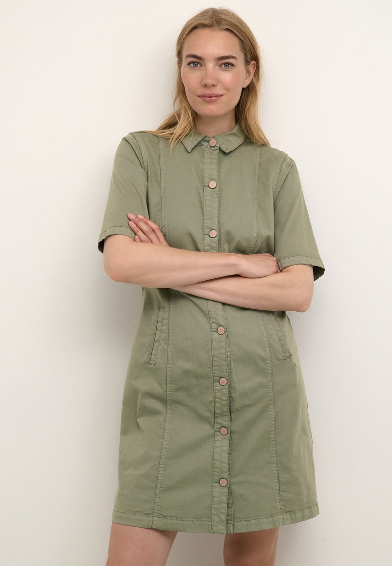 Cream ANN - MOLLIE FIT - Denim dress - deep lichen green/dark green ...