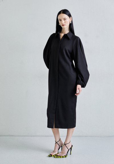 Sara Battaglia Puff Sleeve Long Dress Blusenkleid Black Schwarz