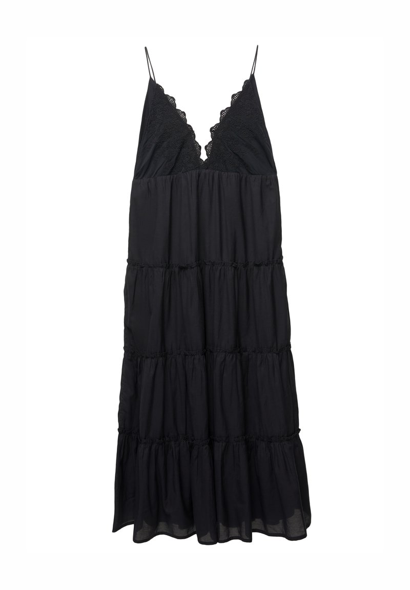 PULL&BEAR STRAPPY EMBROIDERED - MIDI - Dnevna haljina - mottled black/prošarano crno - Zalando.hr