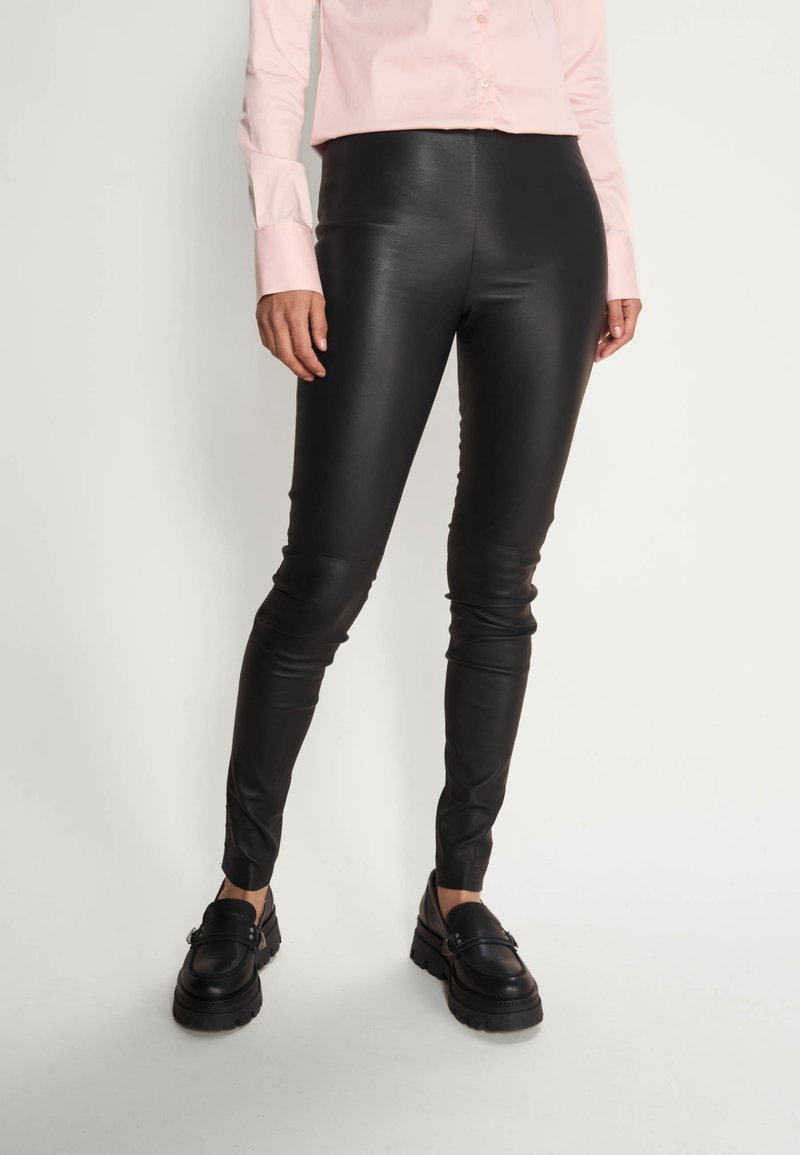 Mos Mosh LUCILLE STRETCH - Kožené kalhoty - black/černá - Zalando.cz