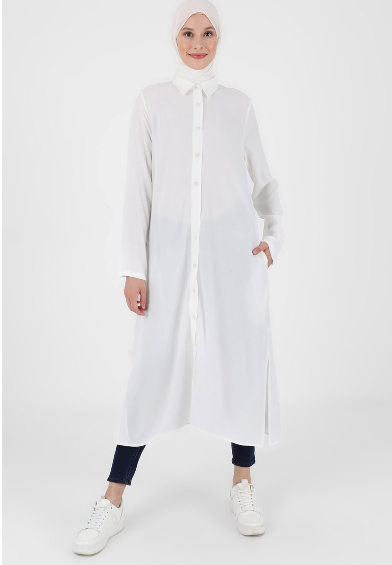 Modanisa BUTTON COLLAR POINT REFKA - Shirt dress - white - Zalando.ie