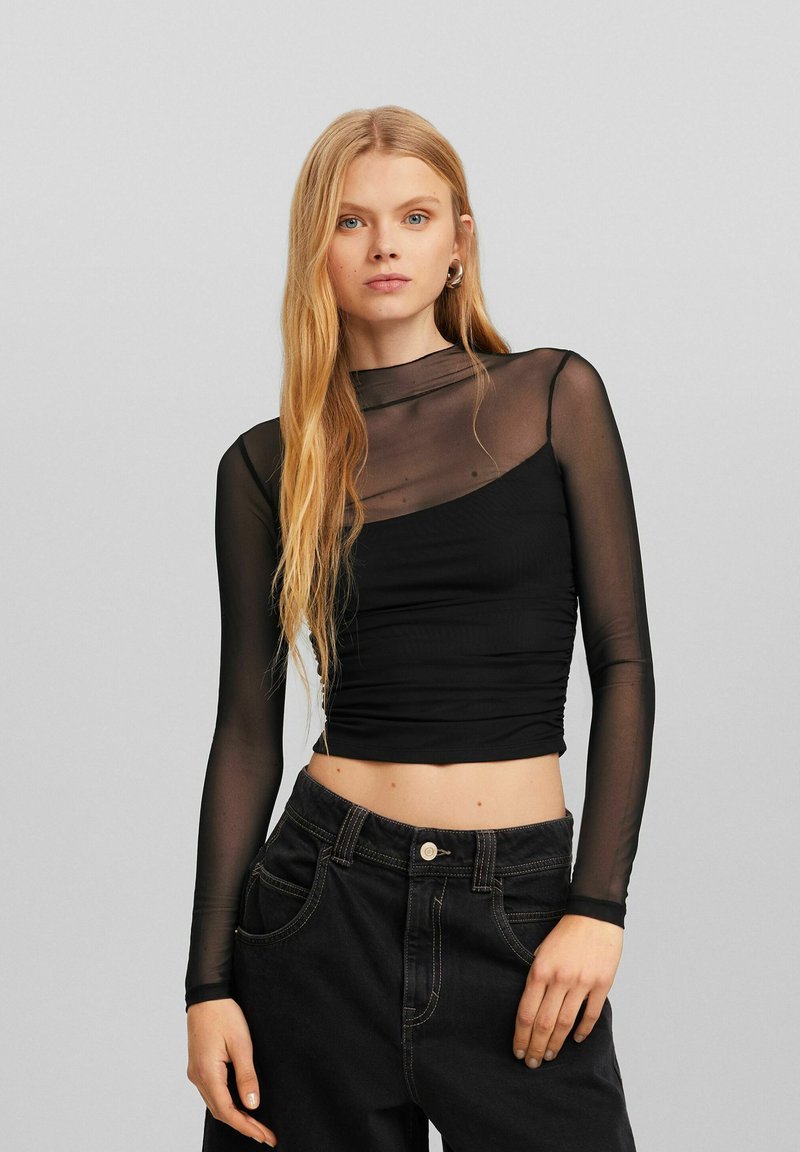 Bershka GATHERED - Bluse - black/schwarz - Zalando.at