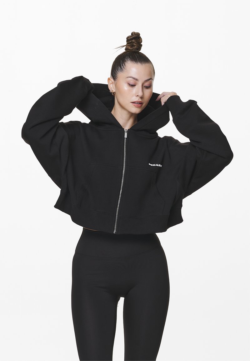 Pegador VALINDA CROPPED ZIP HOODIE - Zip-up sweatshirt - black ...