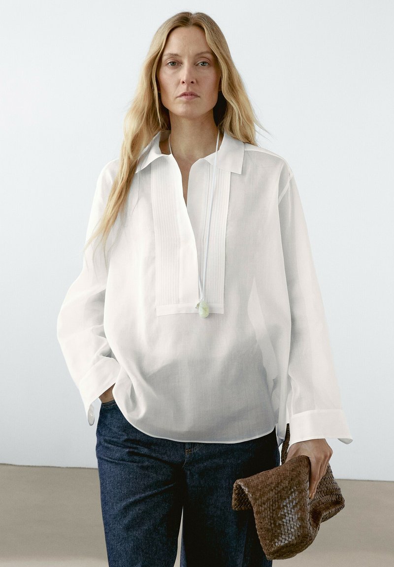 Massimo Dutti LIGHTWEIGHT WITH PINTUCKS - Blouse - white - Zalando.co.uk