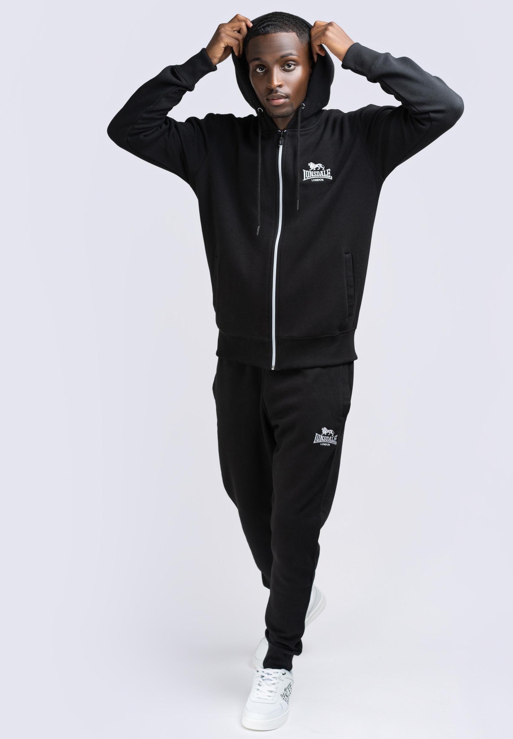 Lonsdale MIT KAPUZE NORMALE PASSFORM ROTTI Verryttelypuku Black Lonsdale MIT KAPUZE NORMALE PASSFORM ROTTI Verryttelypuku Black