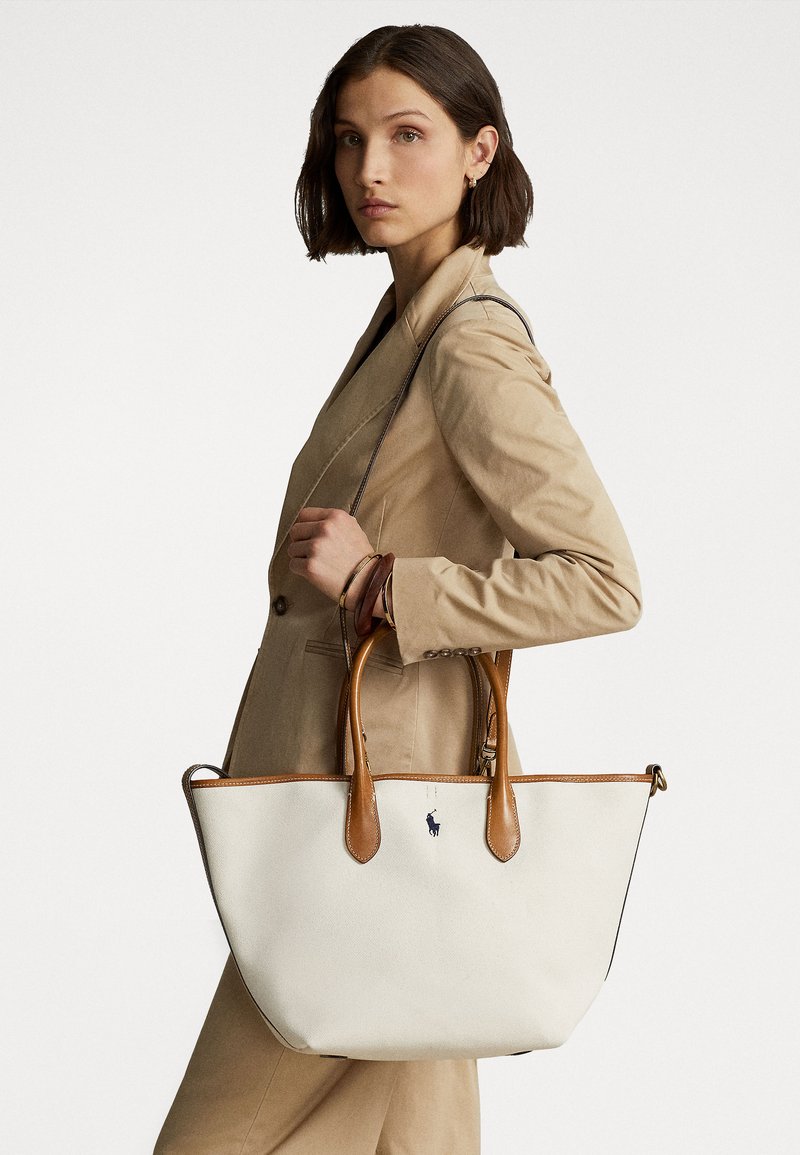 Polo Ralph Lauren TOTE MEDIUM - Shopping bags - natural/navy/beige ...