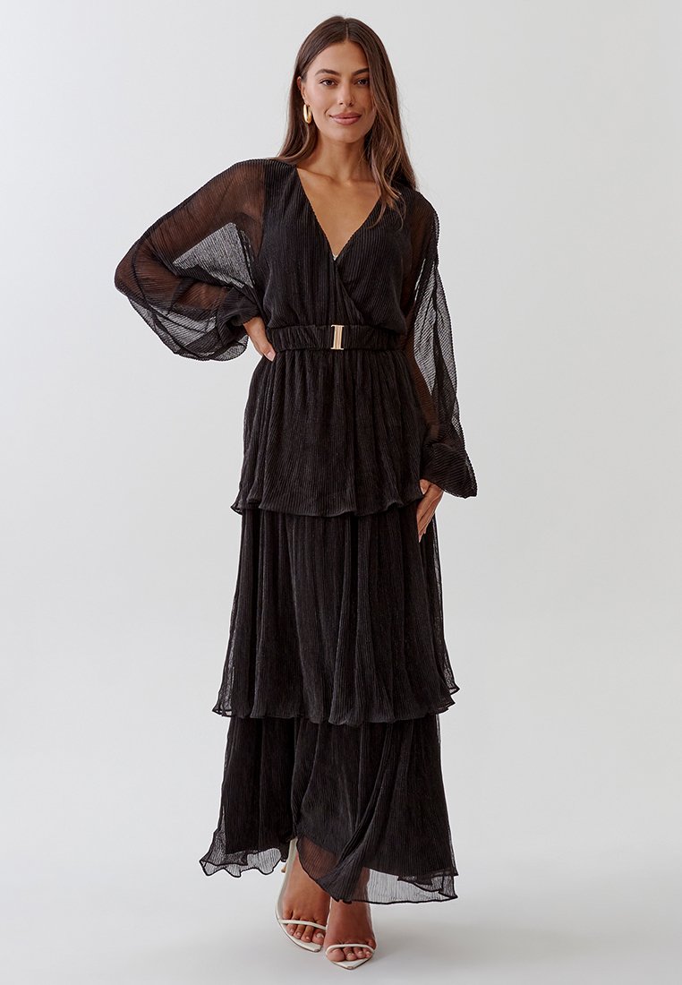TUSSAH NYLA - Robe de cocktail - plisse black metallic/noir - ZALANDO.FR