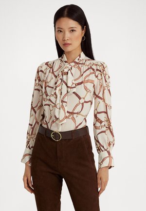 Lauren Ralph Lauren KRISTY LONG SLEEVE BUTTON FRONT - Gombos blúz - tan ...