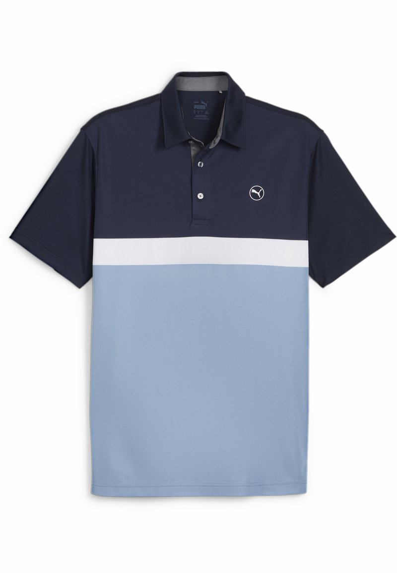 Puma Golf PURE COLORBLOCK - Polo shirt - deep navy zen blue/dark blue ...