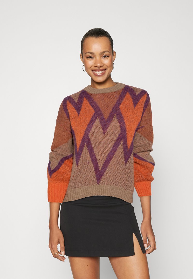VILA VIZIGGY - Jersey de punto - brown lentil/purple/orange/burnt orange/marrón - Zalando.es
