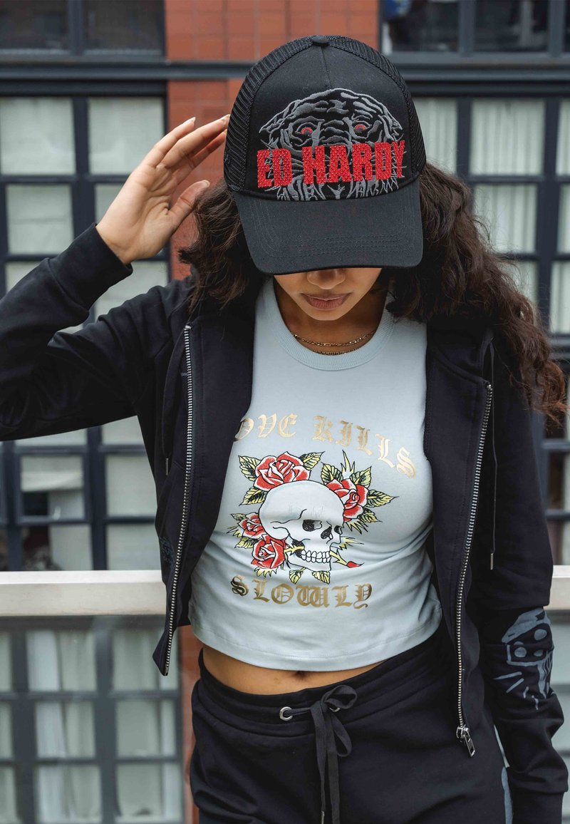 Ed Hardy DIAMOND EYES TWILL FRONT - Cap - black red/black - Zalando