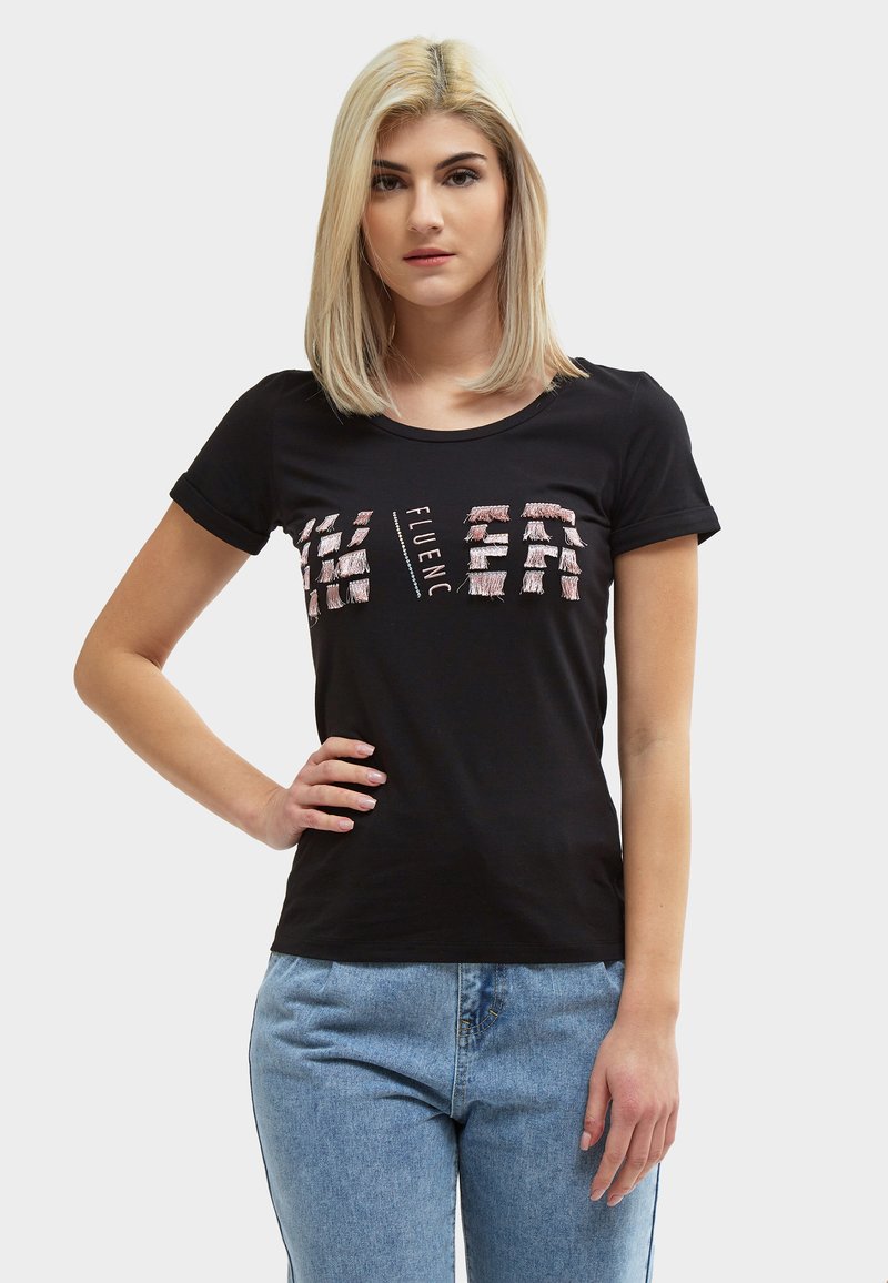 INFLUENCER FANCY FRINGED ARTWORK - T-Shirt print - black/schwarz ...