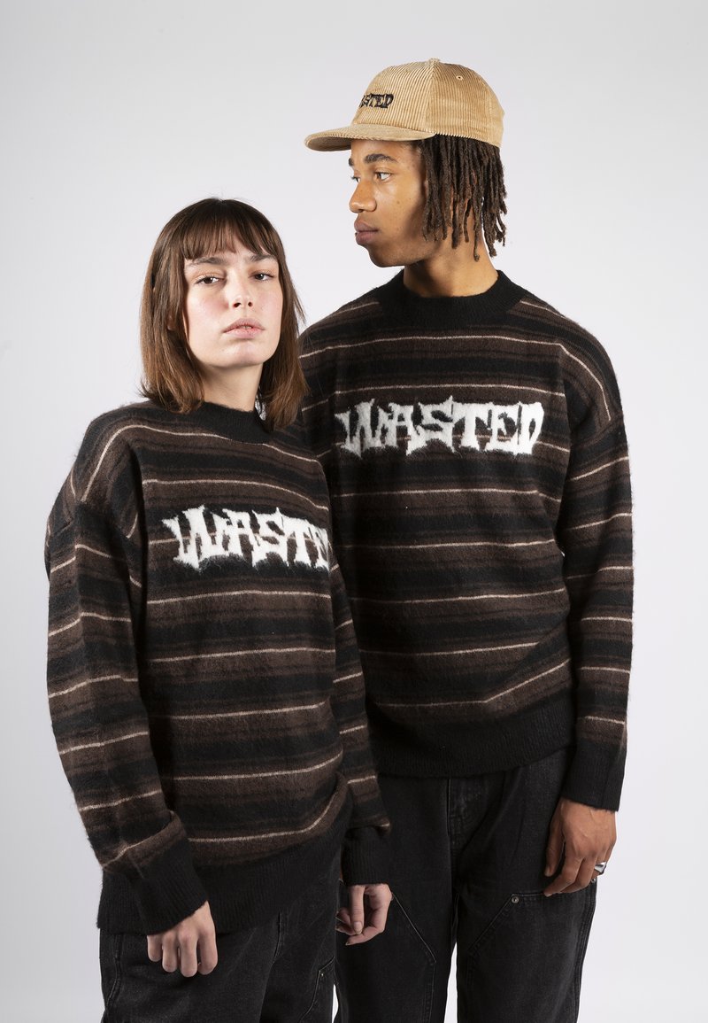 Wasted Paris SWEATER STRIPES UNISEX - Jumper - brown/black/fog white ...