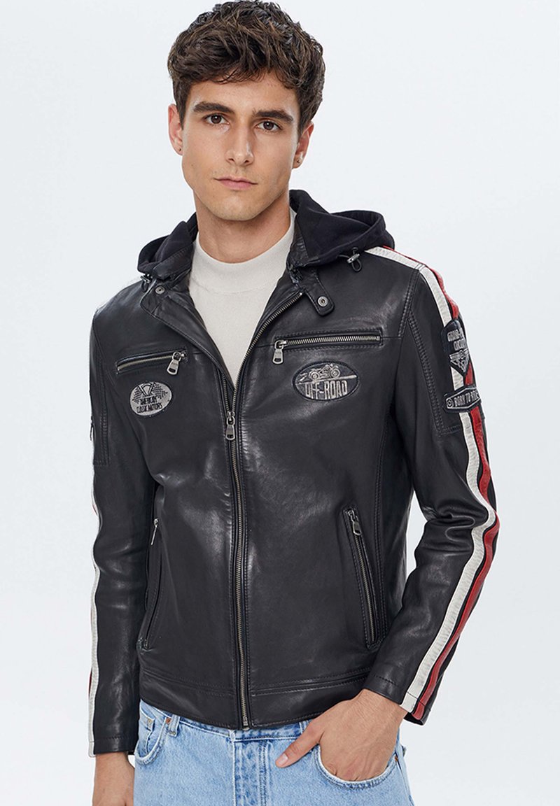 Derimod BIKER - Leather jacket - black - Zalando.de