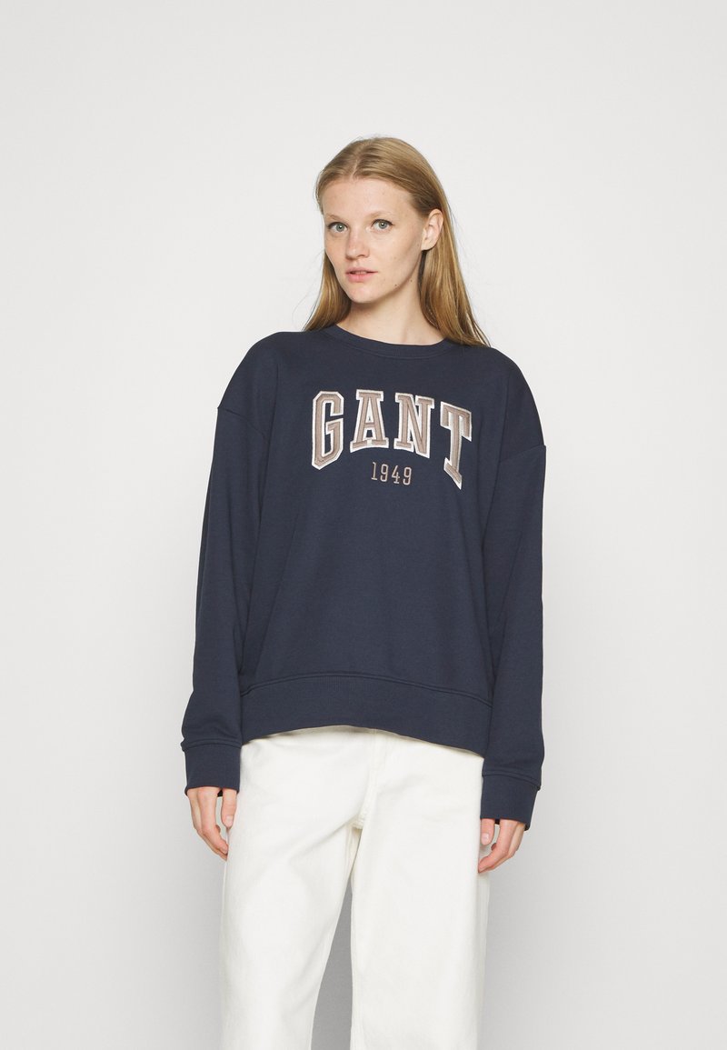 GANT LOGO NECK - Sweatshirt - evening blue/dark blue - Zalando.co.uk