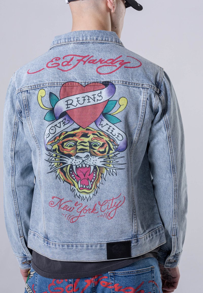 Ed Hardy LOVE-RUNS WILD - Denim jacket - light blue - Zalando.ie