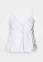 Gina Tricot FLORAL TEXTURED FRILL - Topper - egret/offwhite - Zalando.no