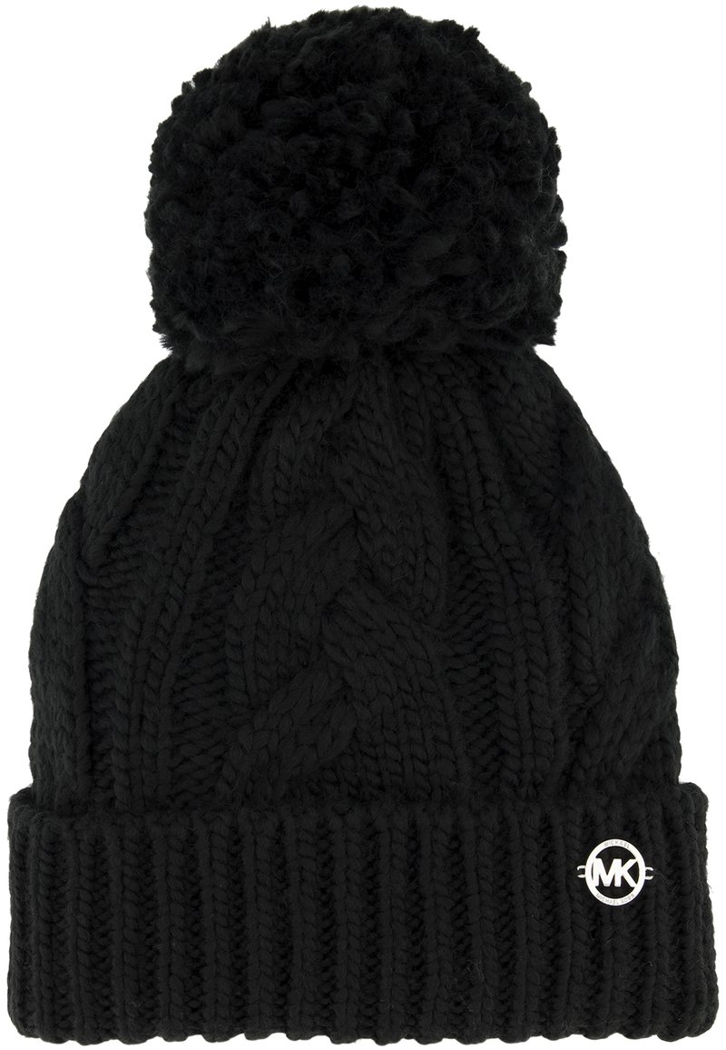 MICHAEL Michael Kors BRAID CABLE CUFF WITH POM - Mütze - black/schwarz ...