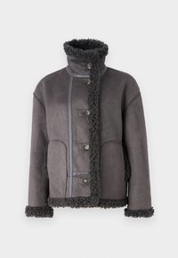 Object OBJOAKLYN JACKET - Imitatieleren jas - dark grey/donkergrijs ...