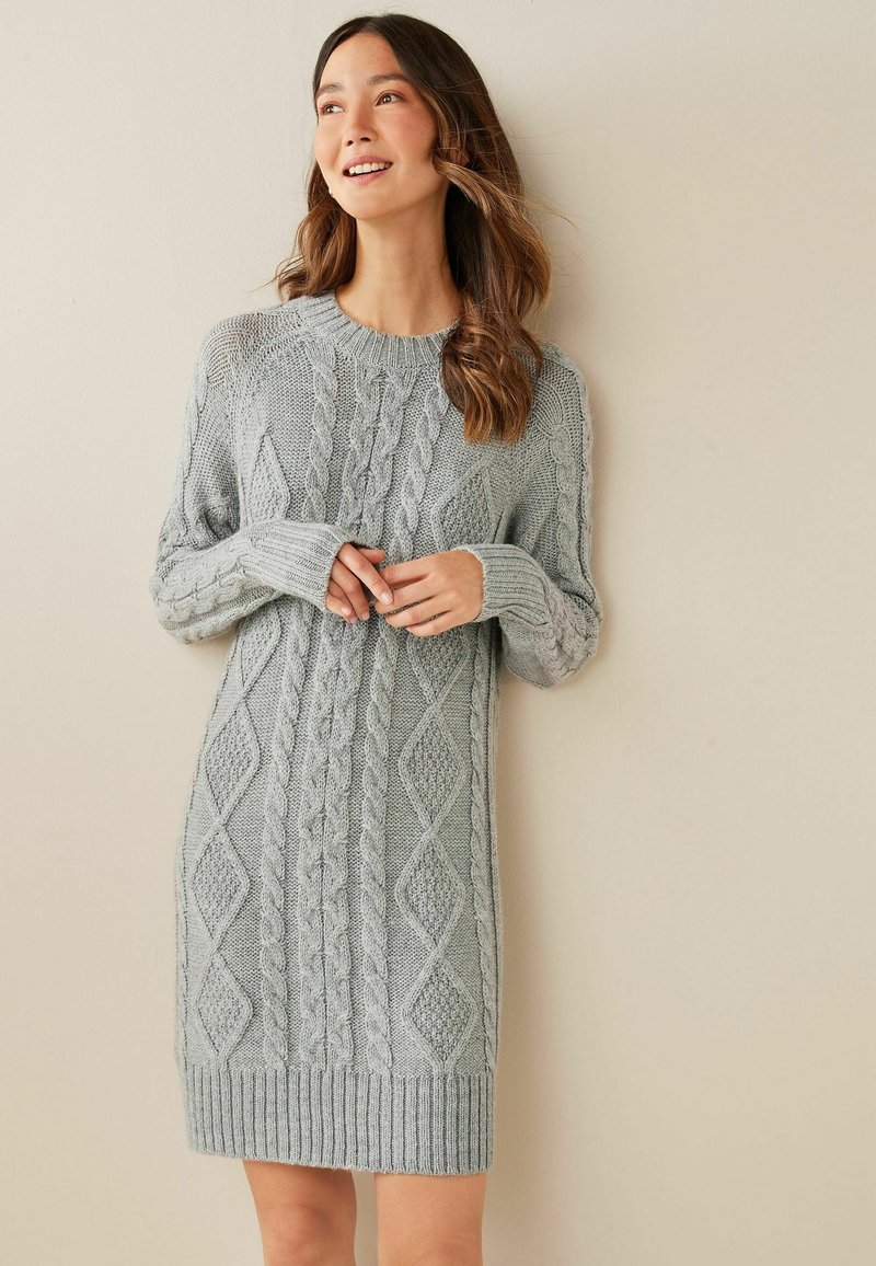 Next Cable Knit Crew Neck Dress - Robe pull - grey/gris - ZALANDO.FR