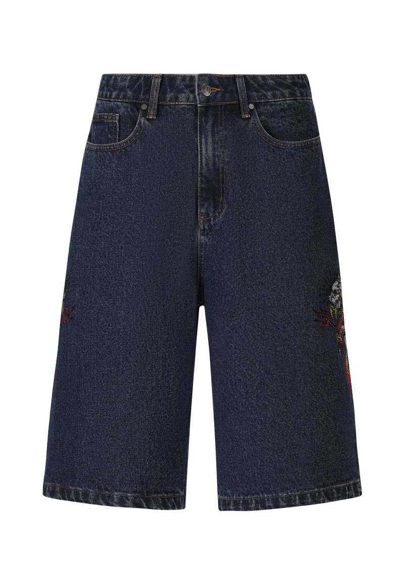Ed Hardy HELL CATS DIAMANTE JORTS - Jeans Shorts - indigo/blue denim ...