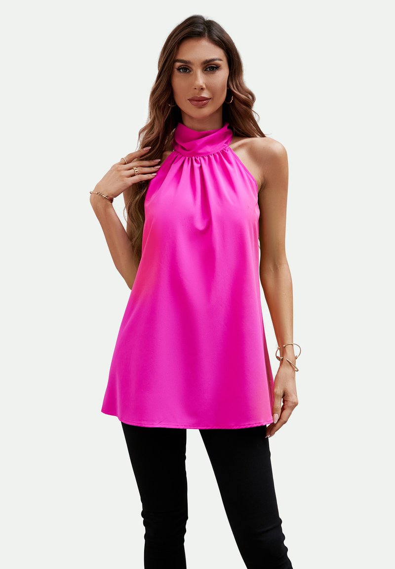 FS Collection HALTER NECK SLEEVELESS TIE BACK - Pusero - magenta/pinkki ...