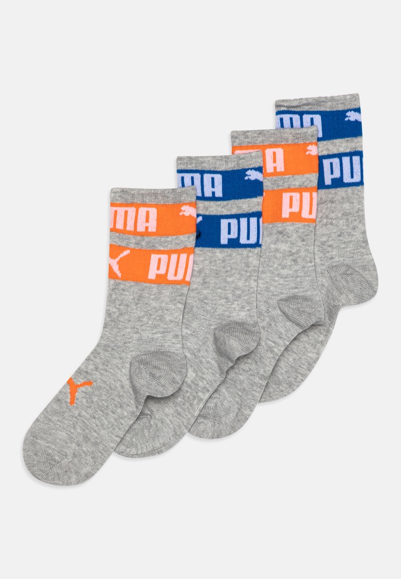 Puma KIDS LOGO STRIPES UNISEX 4 PACK - Socks - grey melange/blue/orange ...