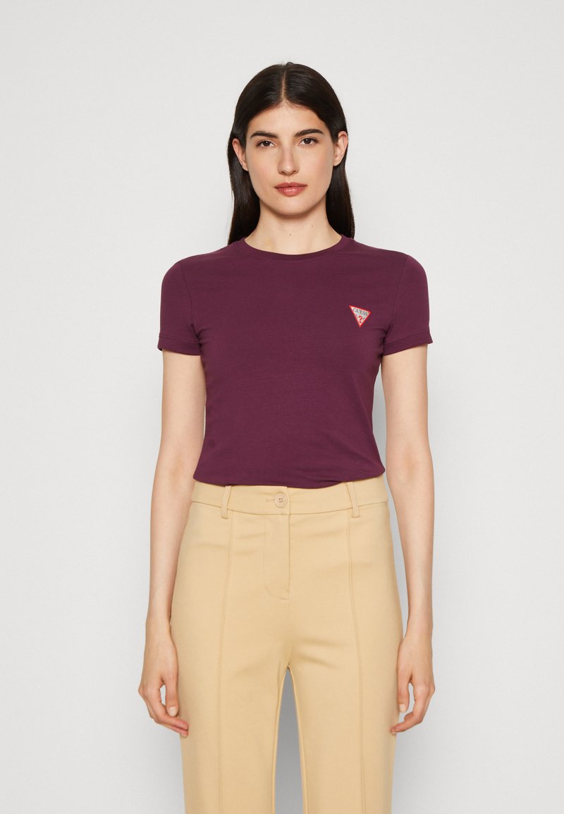 Guess MINI TRIANGLE TEE - T-shirt basique - black cherry/bordeaux ...