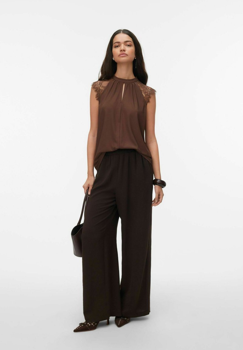 Vero Moda MILLA SL TEE - Blus - chocolate martini/brun - Zalando.se
