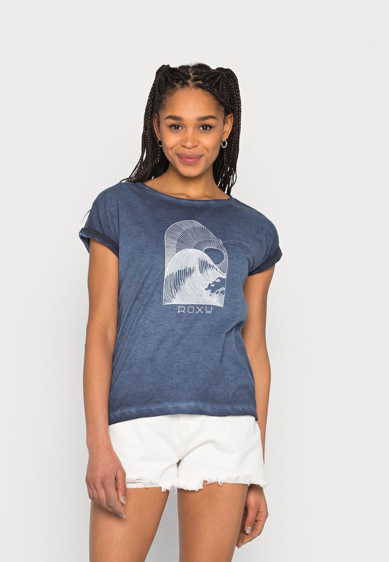 Roxy SUMMERTIME HAPPINESS - T-Shirt print - mood indigo/schwarz ...