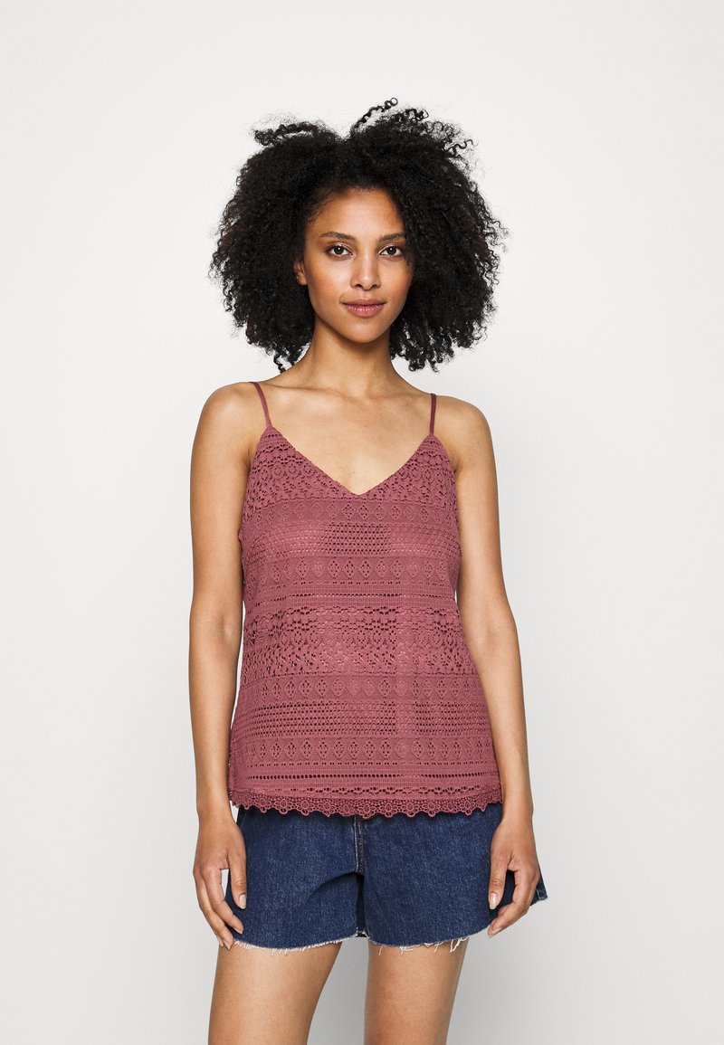 Vero Moda Petite VMHONEY LACE SINGLET - Topper - rose brown/fiolett ...