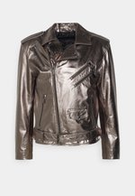 STUDIO ID BIKER - Leather jacket - gunmetal - Zalando.ie