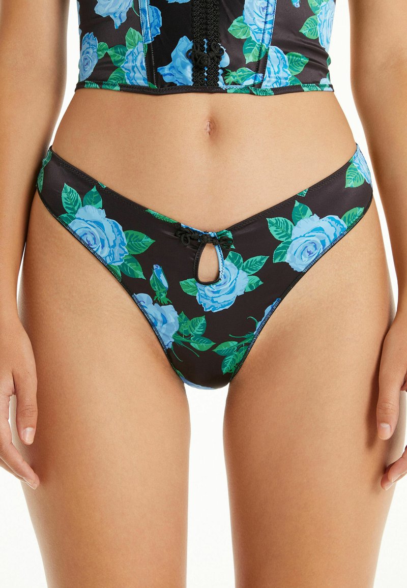 Tezenis String - schwarz nero stampa blue roses/noir - ZALANDO.CH