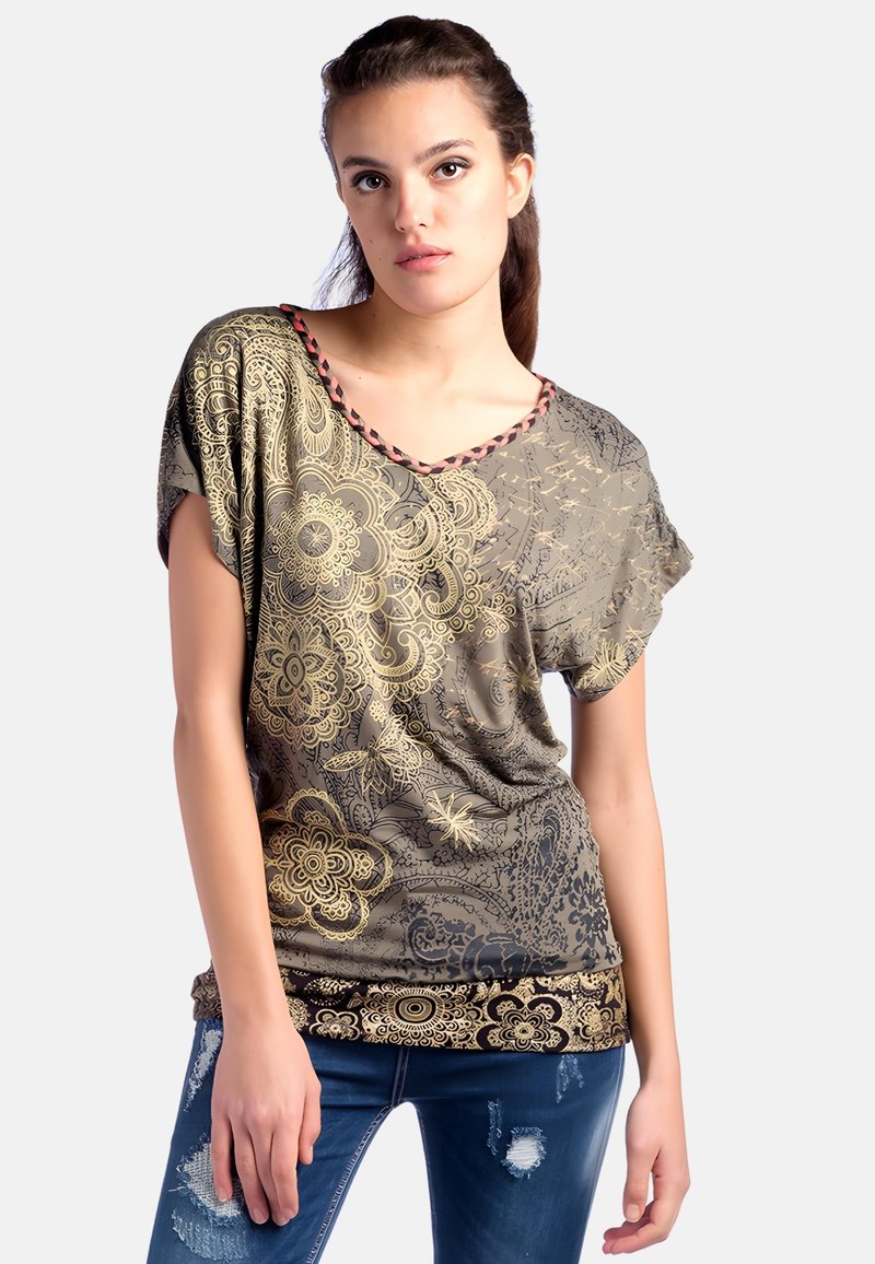 Koroshi PRINTED SHORT SLEEVE - T-shirt print - kaki khaki/kaki - Zalando.be