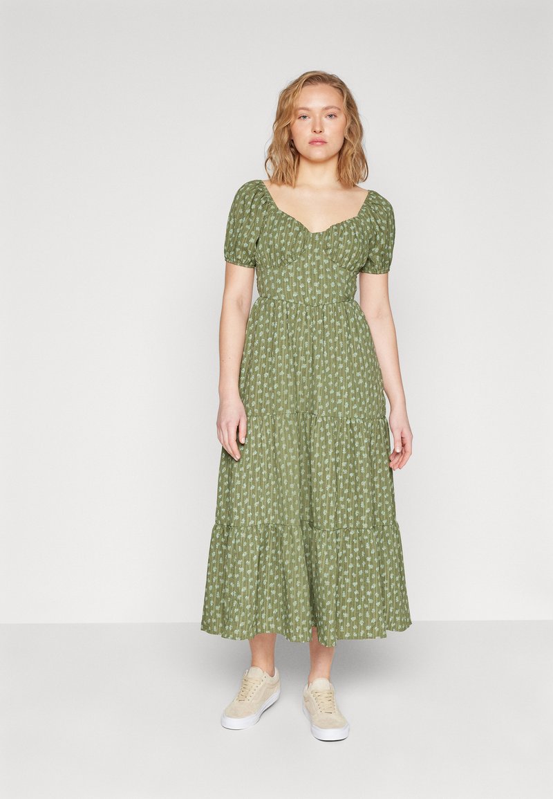 American Eagle Corset Midi With Open Back Day Dress Olive Zalando Ie