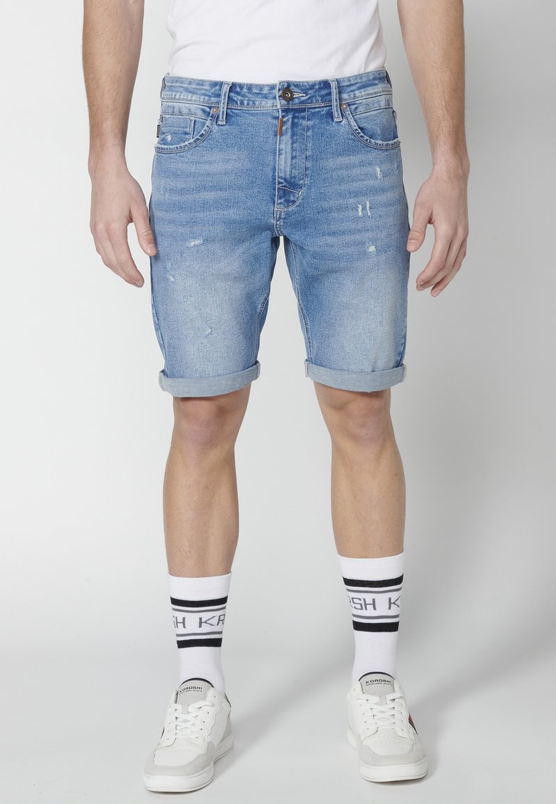 Koroshi COWBOY STRECTH REGULAR FIT - Jeans Shorts - azul cl light blue ...