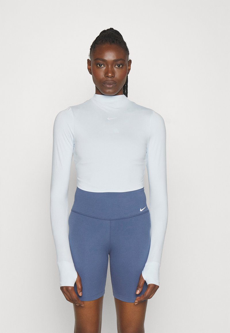 Nike Performance W NK ONE LUXE DF LS CROP ESS - Top s dlhým rukávom - blue tint/reflective ...