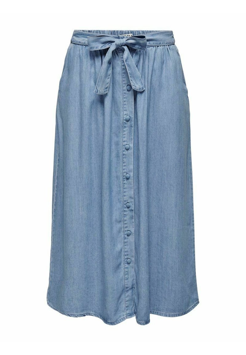ONLY HIGH WAIST MIDI - A-lijn rok - light blue denim/lichtblauw ...