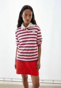 ARMEDANGELS STRIPE - Long sleeved top - light oatmilk/mars red/dynamo ...