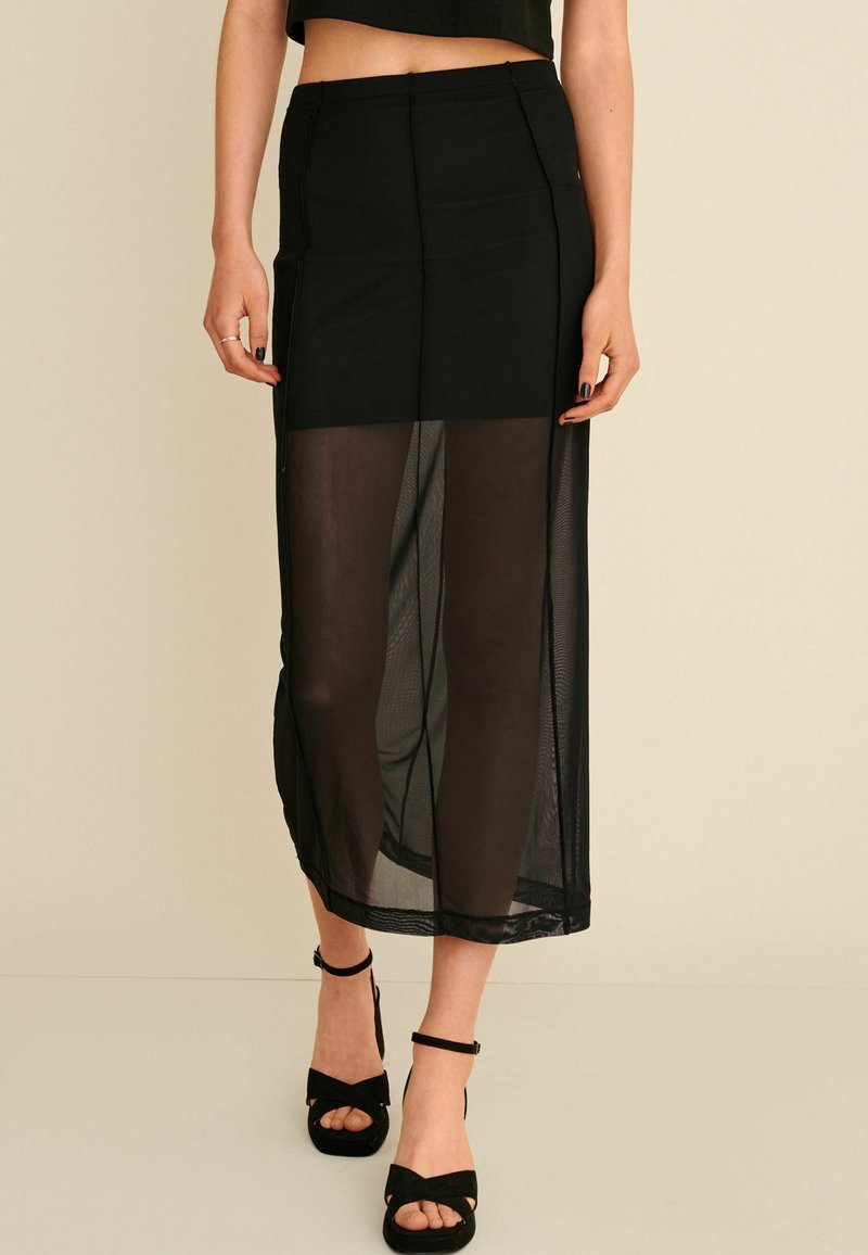 Next MESH MIDI TALL - Długa spódnica/czarny - Zalando.pl