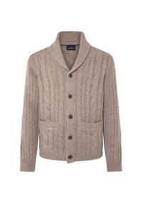 Hackett London CABLE SHAWL - Cardigan - taupe beige/taupe - Zalando.co.uk