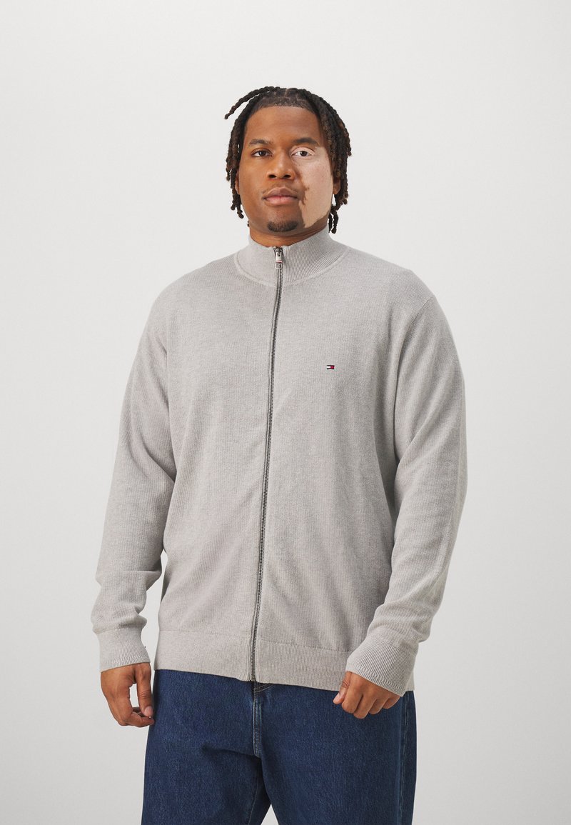 Tommy Hilfiger CHAIN STRUCTURE ZIP - Cardigan - light grey heather/grey ...