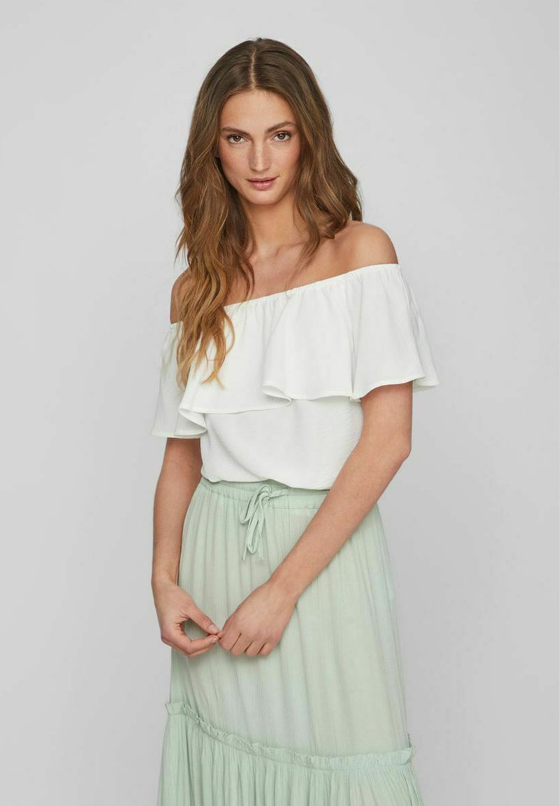 VILA OFF SHOULDER - Blouse - cloud dancer/crème - Zalando.be