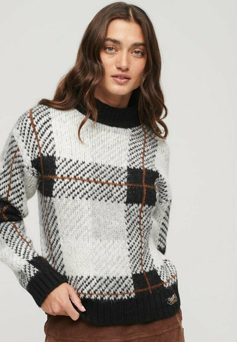 Superdry BOXY PATTERN - Jumper - mono check/black - Zalando.de